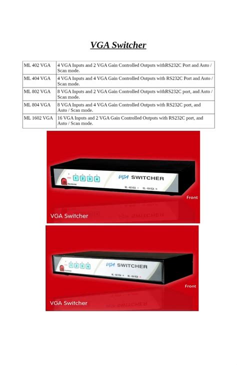 4 Port Vga Switcher At 13000 Unit VGA And Audio Switcher In Mumbai ID 2308025673