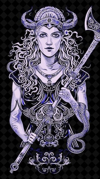 Premium PSD Minoan Priestess Woman Portrait Wearing A Snake Goddess