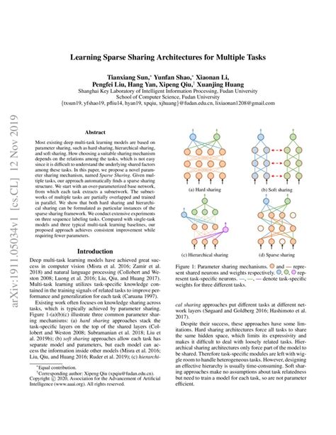 learning sparse sharing architectures for multiple tasks deepai
