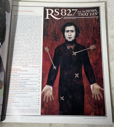 Rolling Stone Issue 827 December 9 1999 Christina Ricci Andy Kaufman