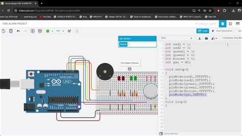 Fire Alarm Device Using Arduino In Tinkercad Gas Detector Arduino Uno Project Robotics For