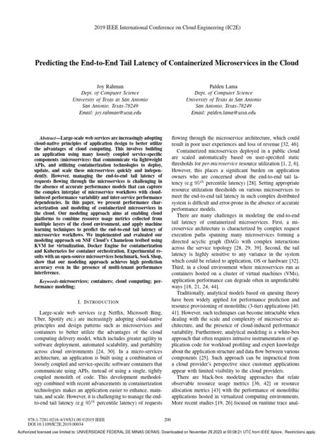 predicting the end to end tail latency of containerized microservices