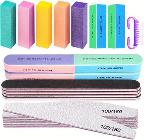 18pcs 두꺼운 네일 파일 네일 버퍼 블록 젤 네일을위한 180 그릿 손톱 발톱 재사용 파일 네일 Temu