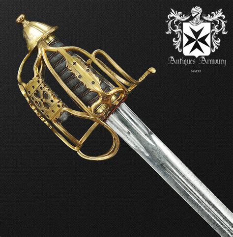 Scottish Infantry Officers Brass Basket Hilt Sword Fine Antique Arms