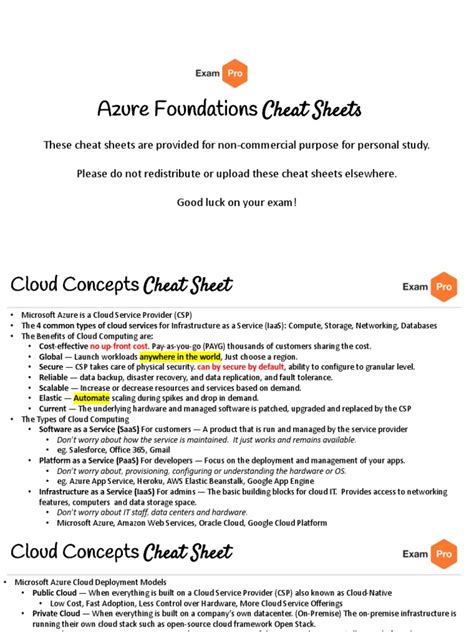 Azure Foundations Cheat Sheets Pdf Microsoft Azure Cloud 51 Off