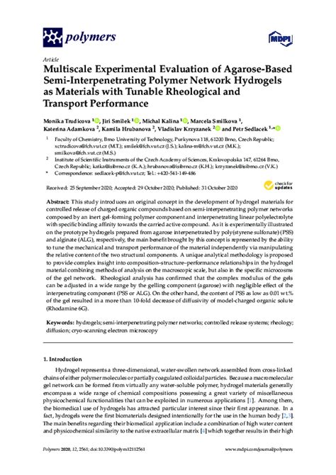 Pdf Multiscale Experimental Evaluation Of Agarose Based Semi