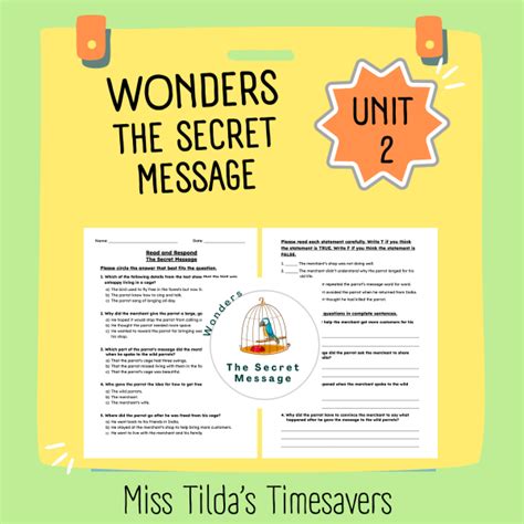 The Secret Message Grade 4 Wonders Made By Teachers