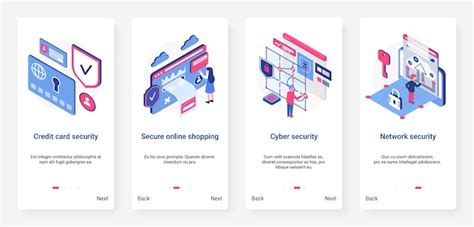 Premium Vector Isometric Cyber Security Network Technology Ux Ui Onboarding Mobile App Page