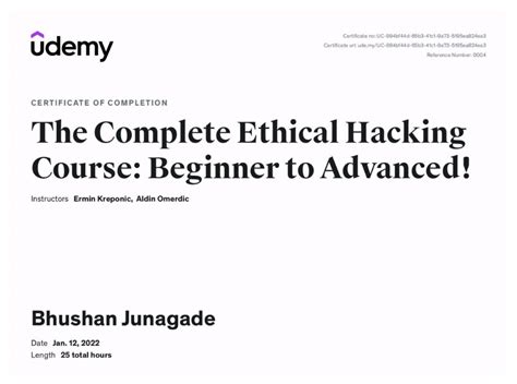 Bhushan Junagade On Linkedin Udemy Ethicalhacking Cybersecurity Certificationachieved…