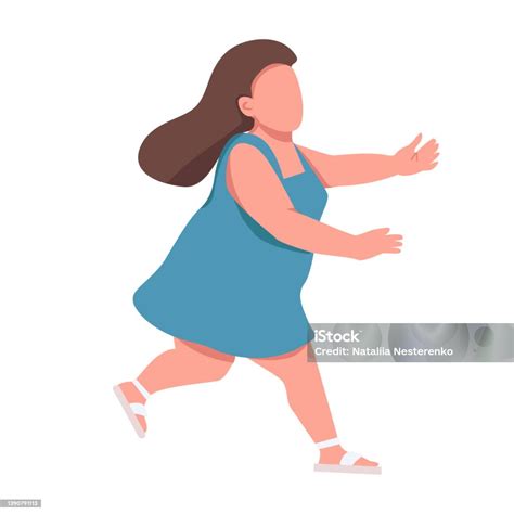 팔을 앞으로 뻗는 젊은 곡선 여성 세미 플랫 컬러 벡터 캐릭터 가공의 인물에 대한 스톡 벡터 아트 및 기타 이미지 가공의 인물 곡선 공란 Istock