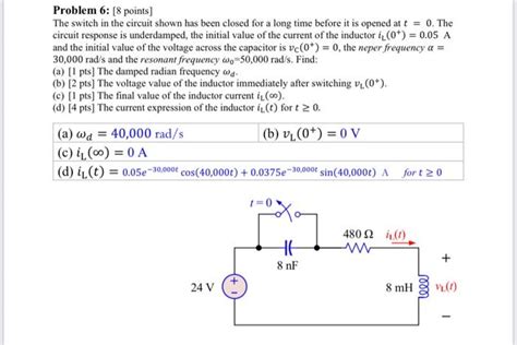 solved problem 6 [8 points] the switch in the circuit shown