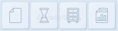 set line file document archive papers drawer old hourglass and