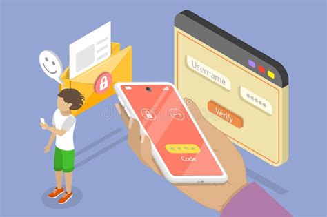 3d Isometric Flat Vector Illustration Of Secure Identification Stock
