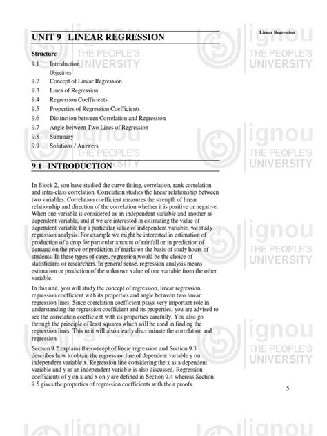 unit 9 linear regression structure pdf regression analysis