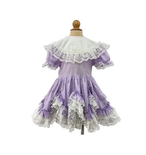 Vintage S Lidl Dollys Girls Dress Full Circle Ruffle Lace Party Pageant Frilly Girly Twirl Etsy