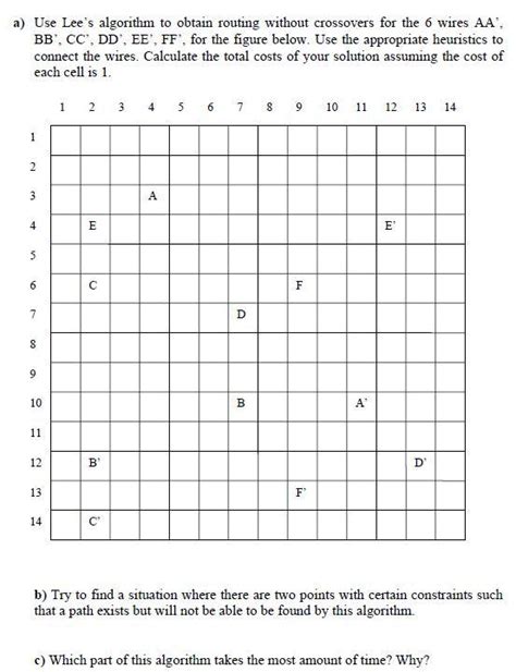 Solved A Use Lee S Algorithm To Obtain Routing Without Chegg