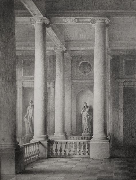 Рисунок интерьера музея Академии художеств Рисунок с натуры Рисунок Художества