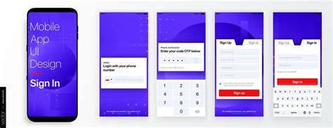로그인 및 비밀번호가 포함된 Gui 화면의 모바일 애플리케이션 Ui Ux 세트 디자인 프리미엄 벡터