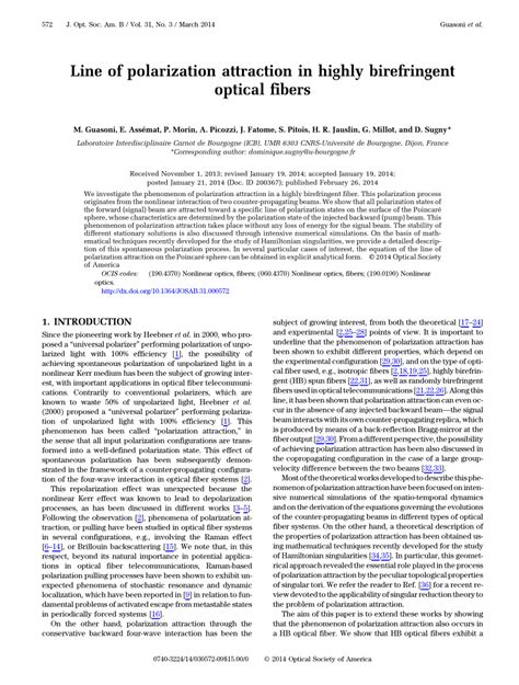 [pdf] Line Of Polarization Attraction In Highly Birefringent Optical Fibers