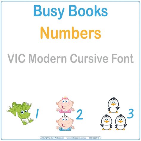 Teach Numbers The Easy Way Vic Modern Cursive Font Busy Book Writeboards