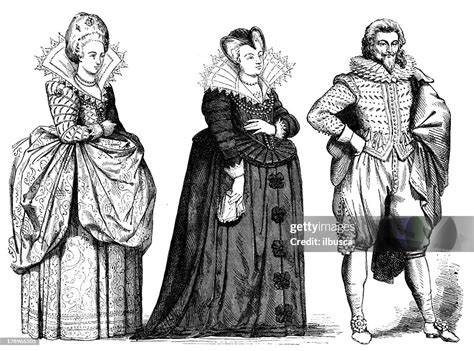 Antique Illustration Of Elegant 1600s Traditional Clothing High Res Vector Graphic Getty Images