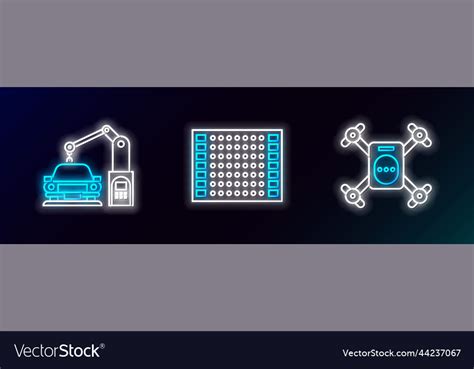 Set Line Drone Flying With Action Camera Vector Image