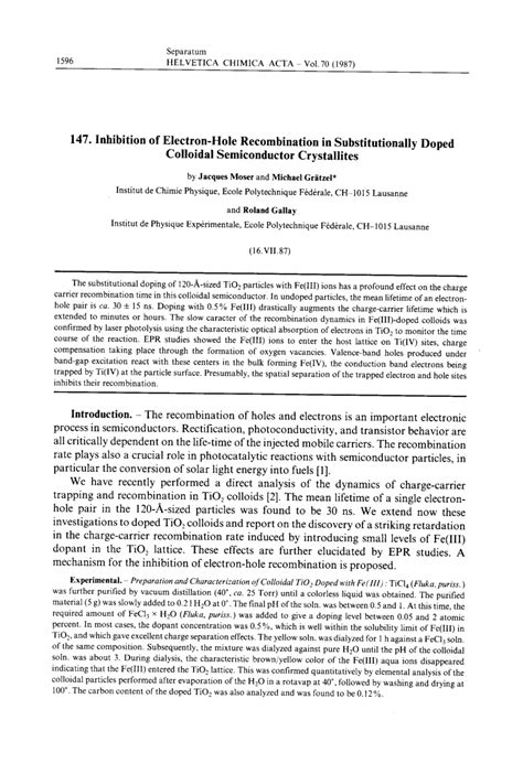 Pdf Inhibition Of Electron‐hole Recombination In Substitutionally Doped Colloidal