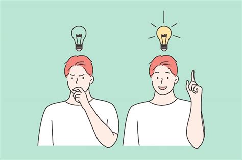 Концепция мышления, идея, успех, бизнес, воображение | Премиум векторы