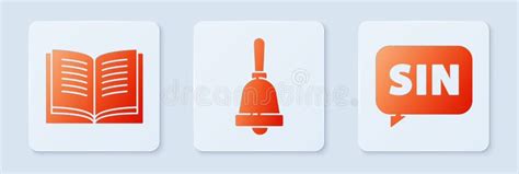 Set Ringing Bell Open Book And Mathematics Function Sine White Square