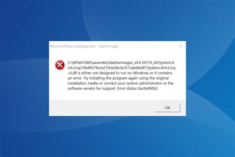 MicrosoftSecurityApp Exe Bad Image Error Xc E Fix