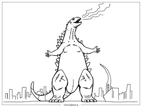 귀여운 고질라 색칠하기 페이지 무료 Pdfandpng 인쇄 가능