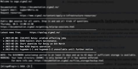 status and maintenance of systems — sigma2 documentation