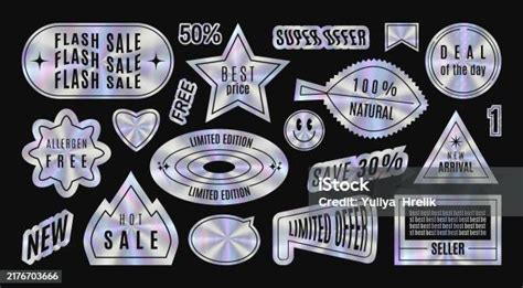 홀로그램 스티커 세트입니다 다양한 모양의 홀로그램 레이블입니다 기하학적 플래시 판매 최고의 가격 무료 슈퍼 제공 100 자연 오늘의 거래 알레르겐 한정판 제공 뜨거운 고급에