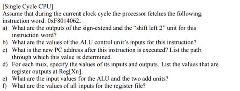 [single cycle cpu] assume that during the current