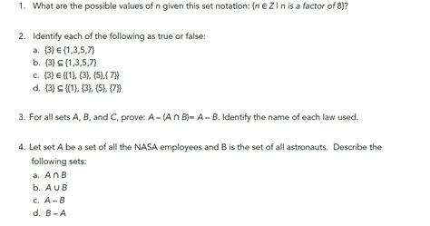 Solved What Are The Possible Values Of N Given This Set Chegg