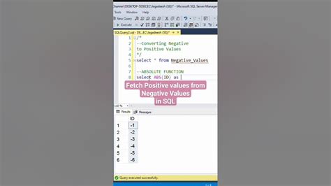 Convert Negative To Positive Values In Sql Shorts Sql Sqlserver