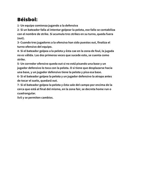 Reglas Beisbol Pdf