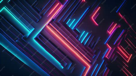 검은 배경 신경망 생성 예술에 추상 네온 아트 프리미엄 Ai 생성 이미지
