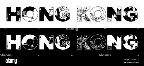 Hong Kong City Name China Asia With Black White City Map Illustration Vector Stock Vector