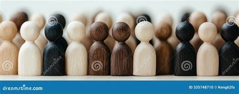 wooden figures standing on podium symbolizing business hierarchy stock