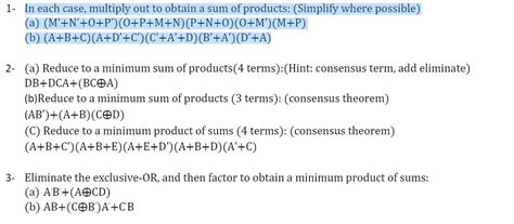 Solved In Each Case Multiply Out To Obtain A Sum Of