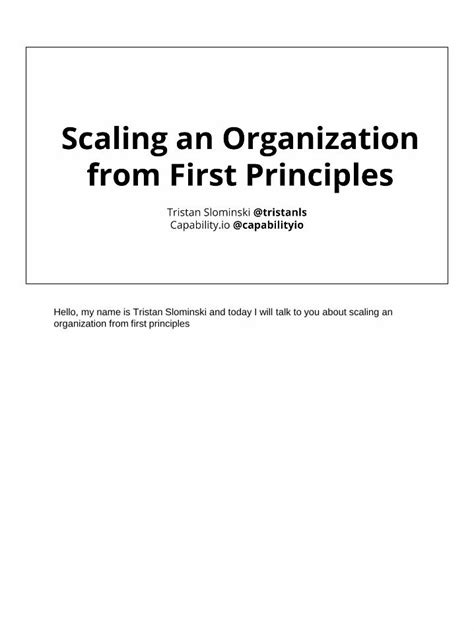 pdf scaling an organization from first principles · et s build an