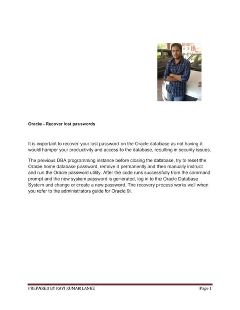 Resetting The Lost Oracle Dba Password Pdf