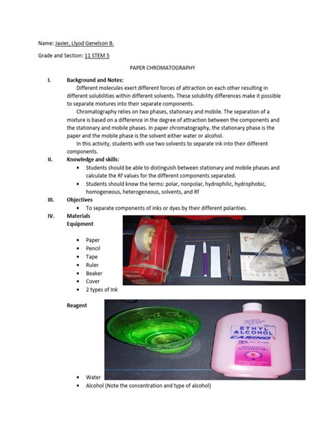 Lab 2 Paper Chromatography Download Free Pdf Chromatography Ink