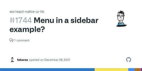 Menu In A Sidebar Example Issue Wix React Native Ui Lib GitHub