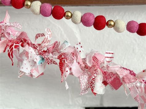 Fabric Strip Valentine Garland Pink And Red Fabric Garland