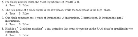Solved 5 For Binary Number 1010 The Most Significant Bit