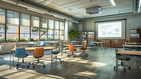 A Modern And Inviting Classroom Space With Interactive Panels And Ai