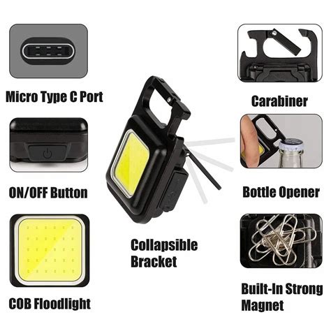 Square Plastic Cob Mini Flashlights With Collapsible Bracket And Strong