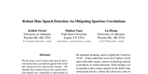 Robust Hate Speech Detection Via Mitigating Spurious Correlations Acl